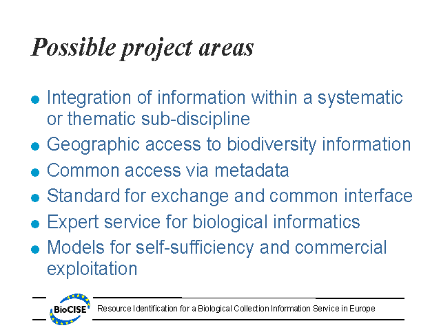Possible project areas